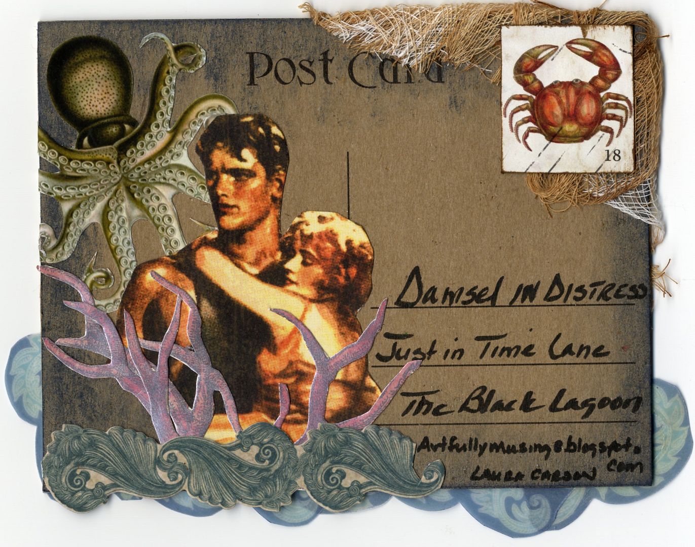 Artfully Musing: Damsel in Distress Altered Postcard